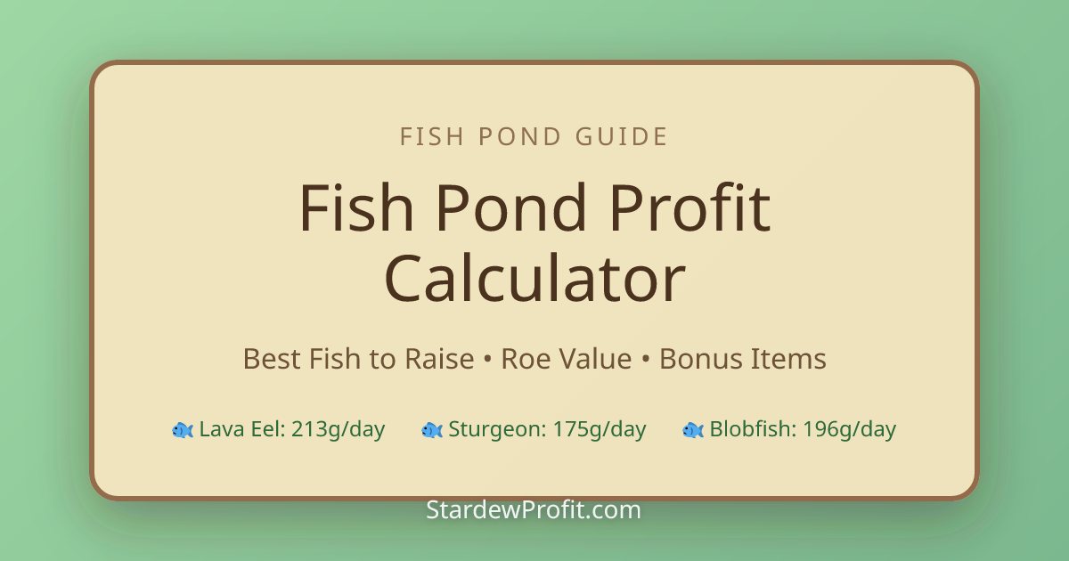 Stardew Valley Fish Pond Profit Calculator: Best Fish to Raise (Roe ...